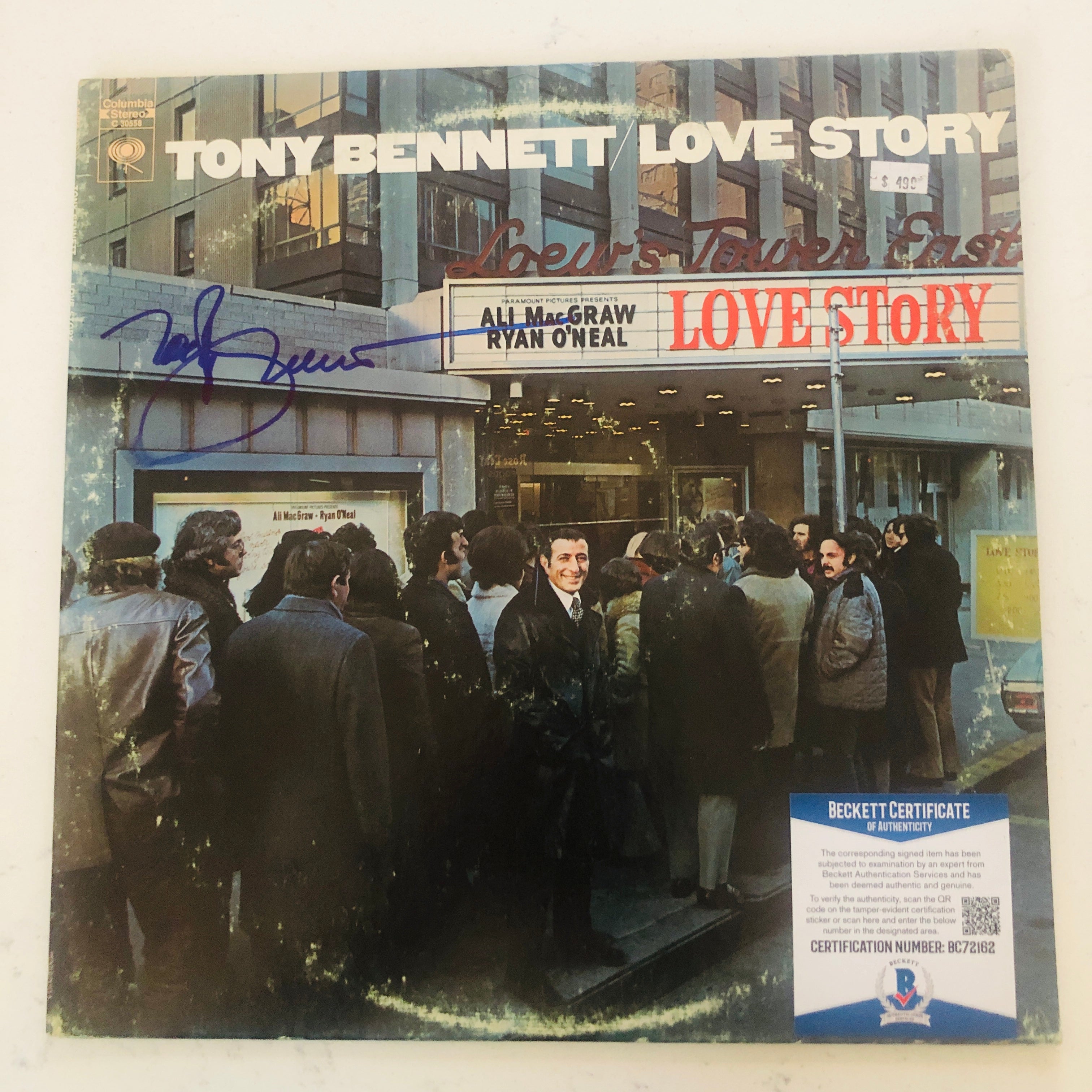 TONY BENNETT Autograph Signed "Love Story'" Album Record LP Beckett Au