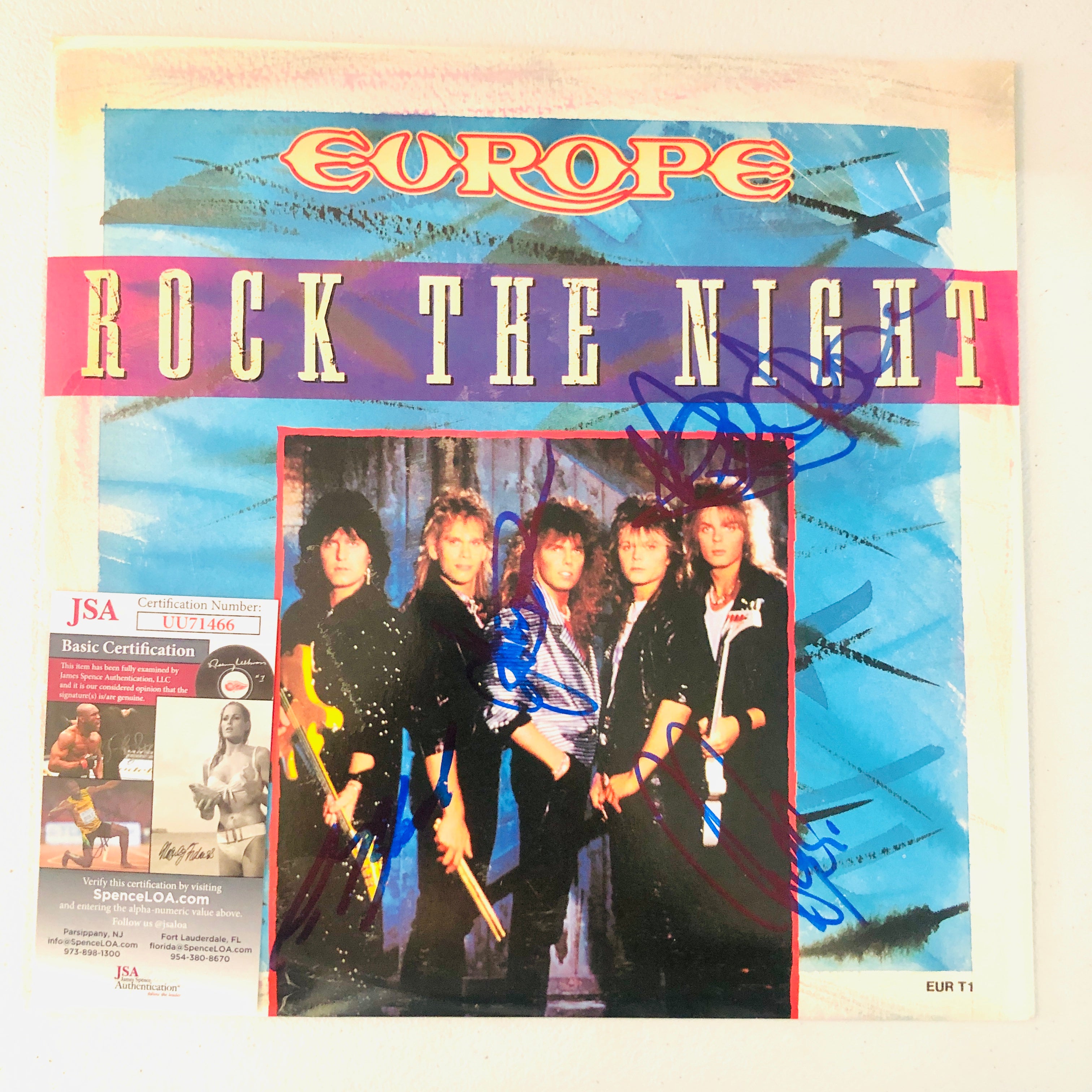 EUROPE Group Autograph Signed "Rock The Night" 12 ep Record x 4 JSA Au